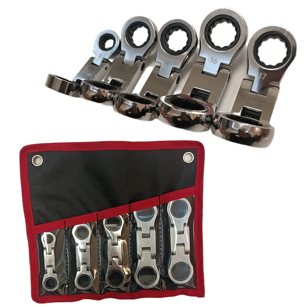 5pc Flex-Stubby Ratcheting Combination Wrench 12 Point Double End ...