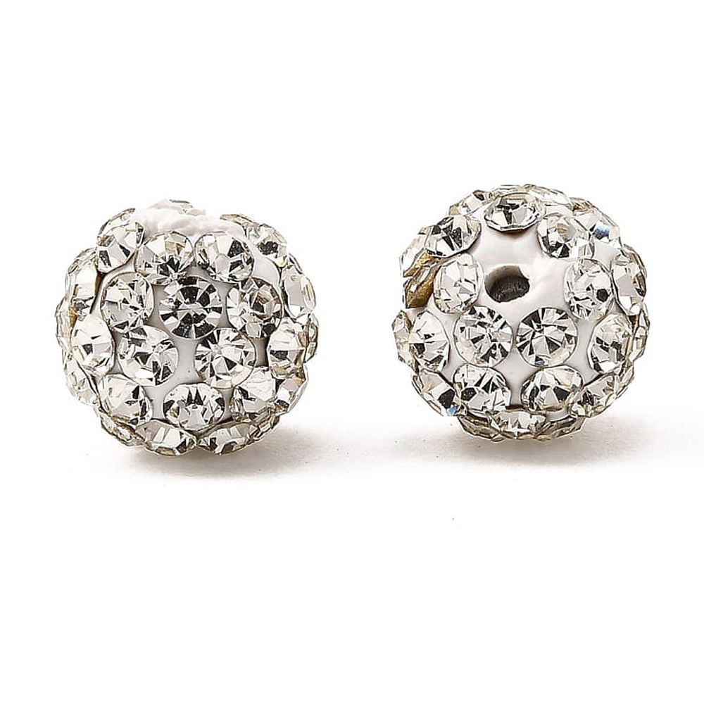 5pc Grade A Round Crystal Pave Disco Ball Beads Polymer Clay Rhinestone ...