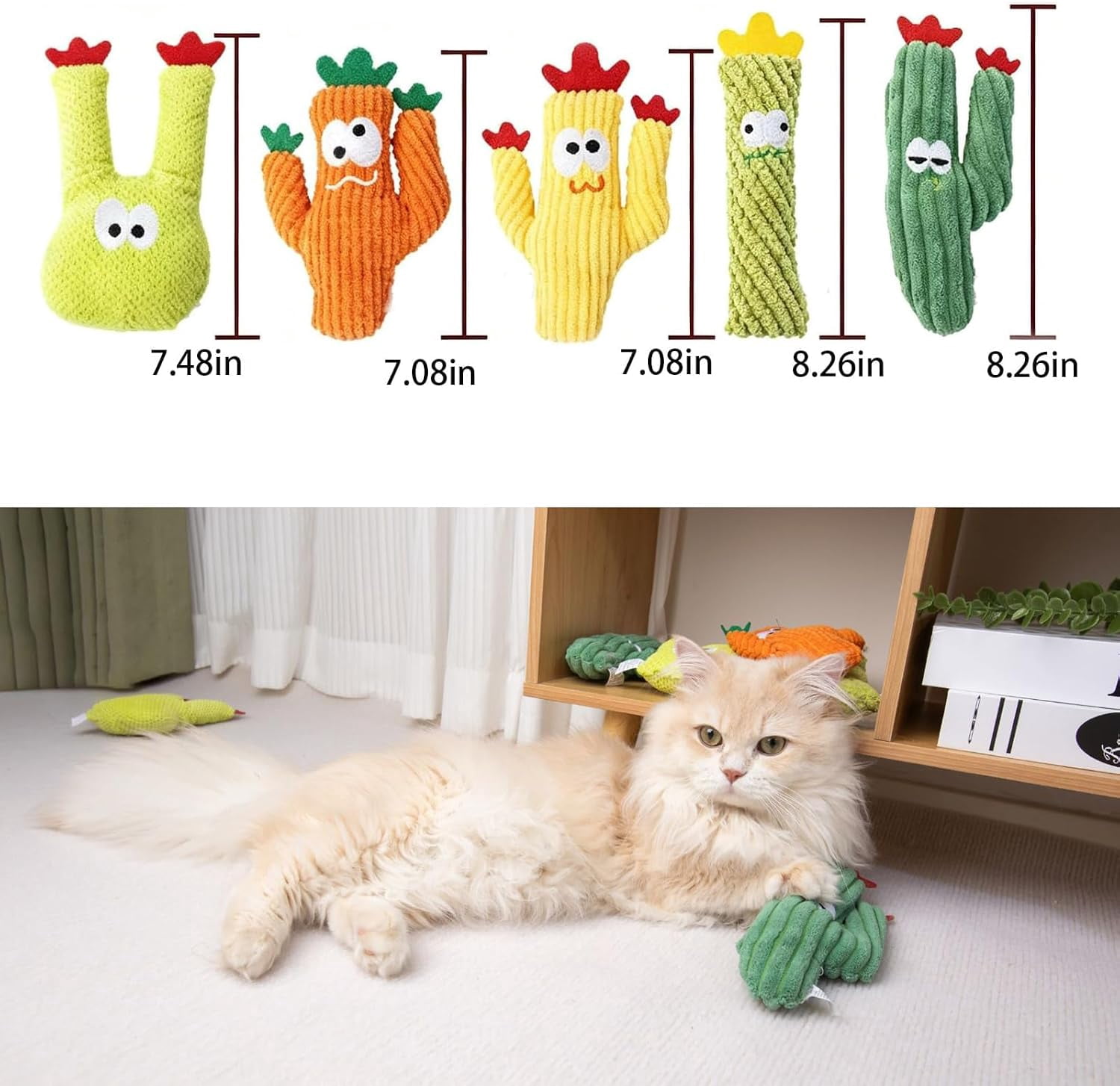 5pc Handmade Soft Cactus Kitten Chew with Catnip, Durable Interactive ...