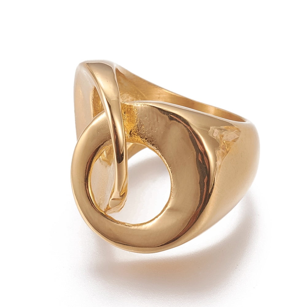 5pc Ion Plating(IP) 304 Stainless Steel Finger Rings Golden Size Mixed ...