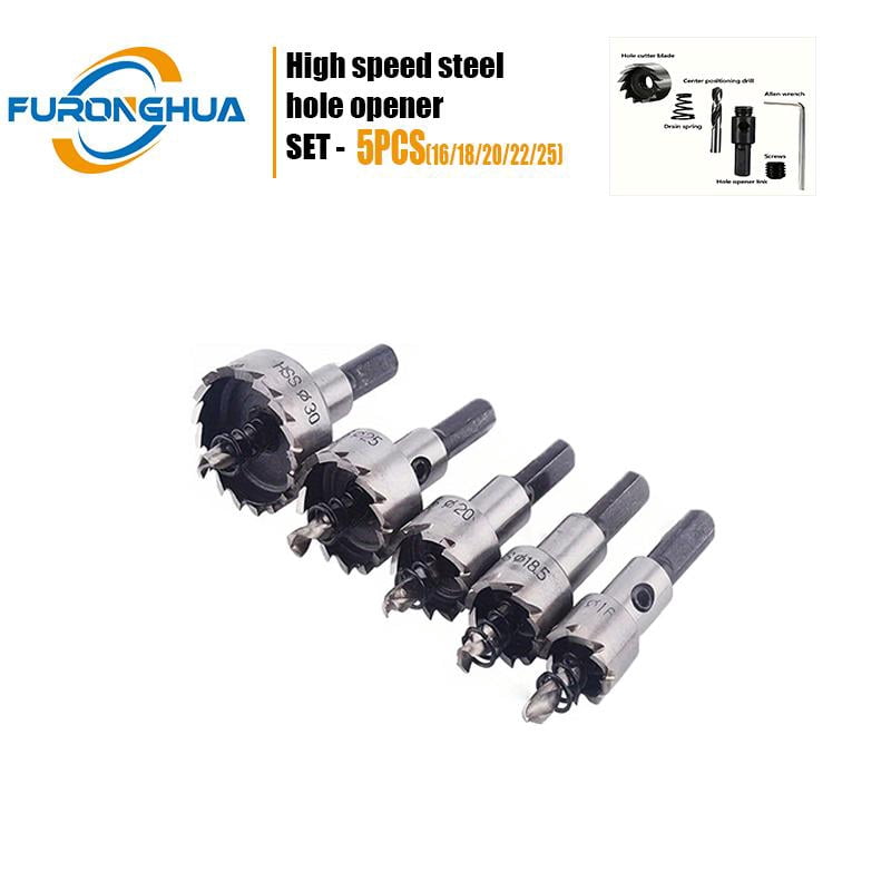 5pc Multi-Material Hole Saw Kit - HSS Anti-Rust Blades for Metal/Wood ...