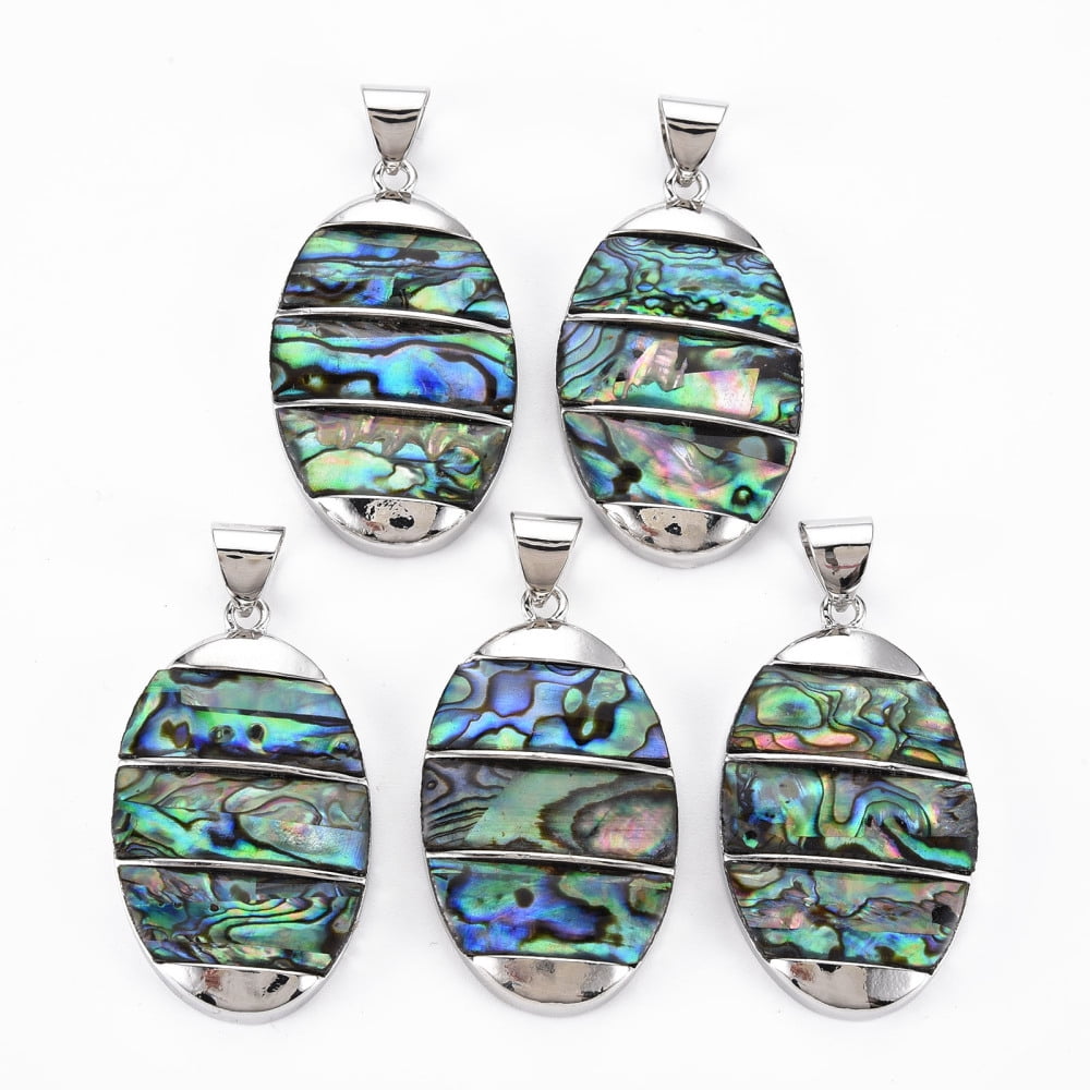 5pc Natural Abalone Shell/Paua Shell Big Pendants with Platinum Brass ...