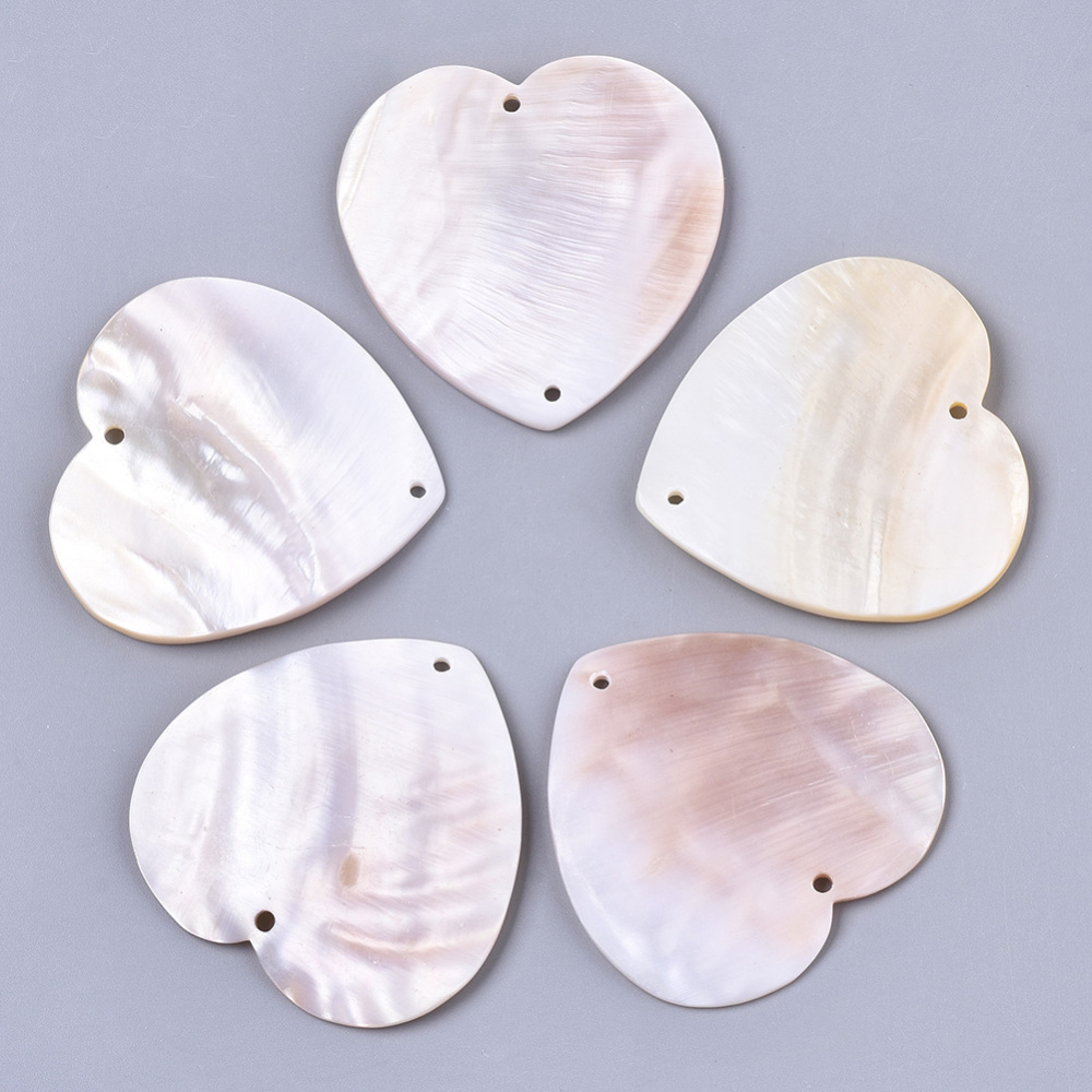 5pc Natural Freshwater Shell Links Heart Seashell Color 48.5x48~49x2mm ...