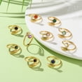 5pc Natural & Gemstone Finger Rings Real 18K Gold Plated 304 Stainless ...