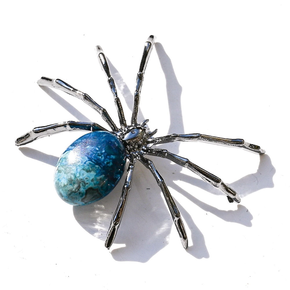 5pc Natural Picasso Jasper Display Decoration with Metal Spider Shape ...