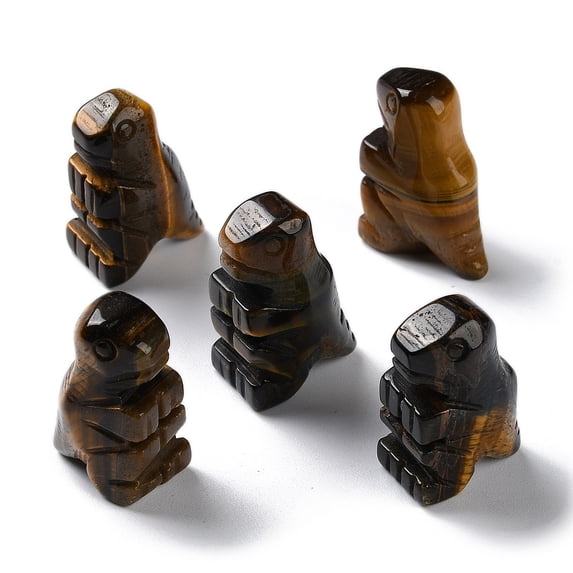 5pc Natural Tiger Eye Carved Healing Dinosaur Figurines Reiki Energy ...