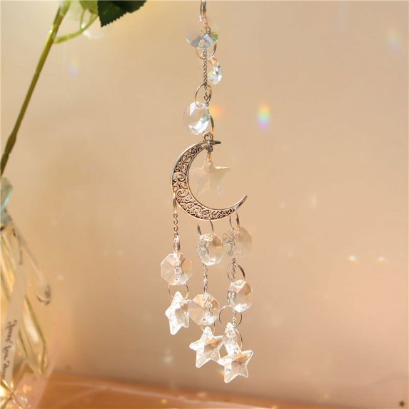 5pc Quartz Big Pendant Decorations Hanging Sun Catchers Moon Clear 38cm ...