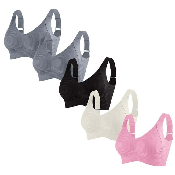 5pc Seamless Wireless Bralette for Women Push Adjustable Strap Soft ...