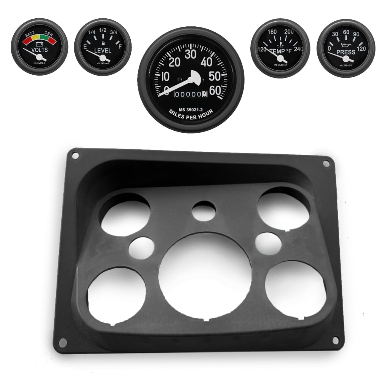 5pc Set of Gauges + Dashboard Instrument Panel, Includes Speedometer ...