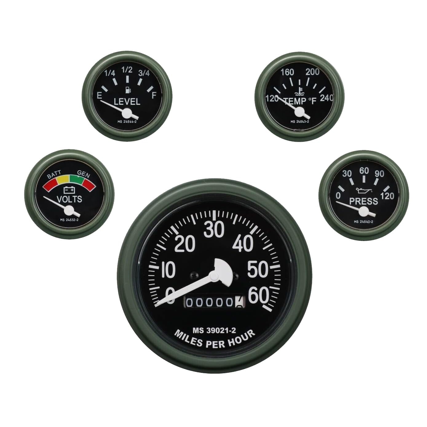5pc Set of Gauges for Military Humvee Dash Instrument Panel ...