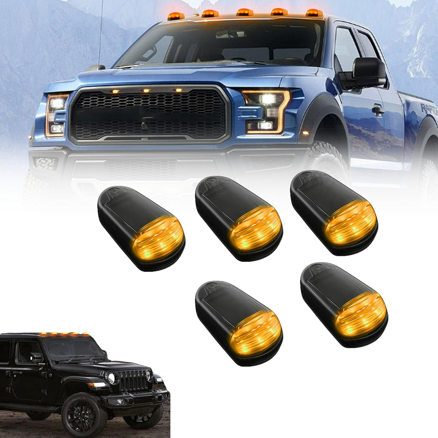 No Drill Cab Lights For Truck Wireless Cab Lights For Truck Solar Cab ...