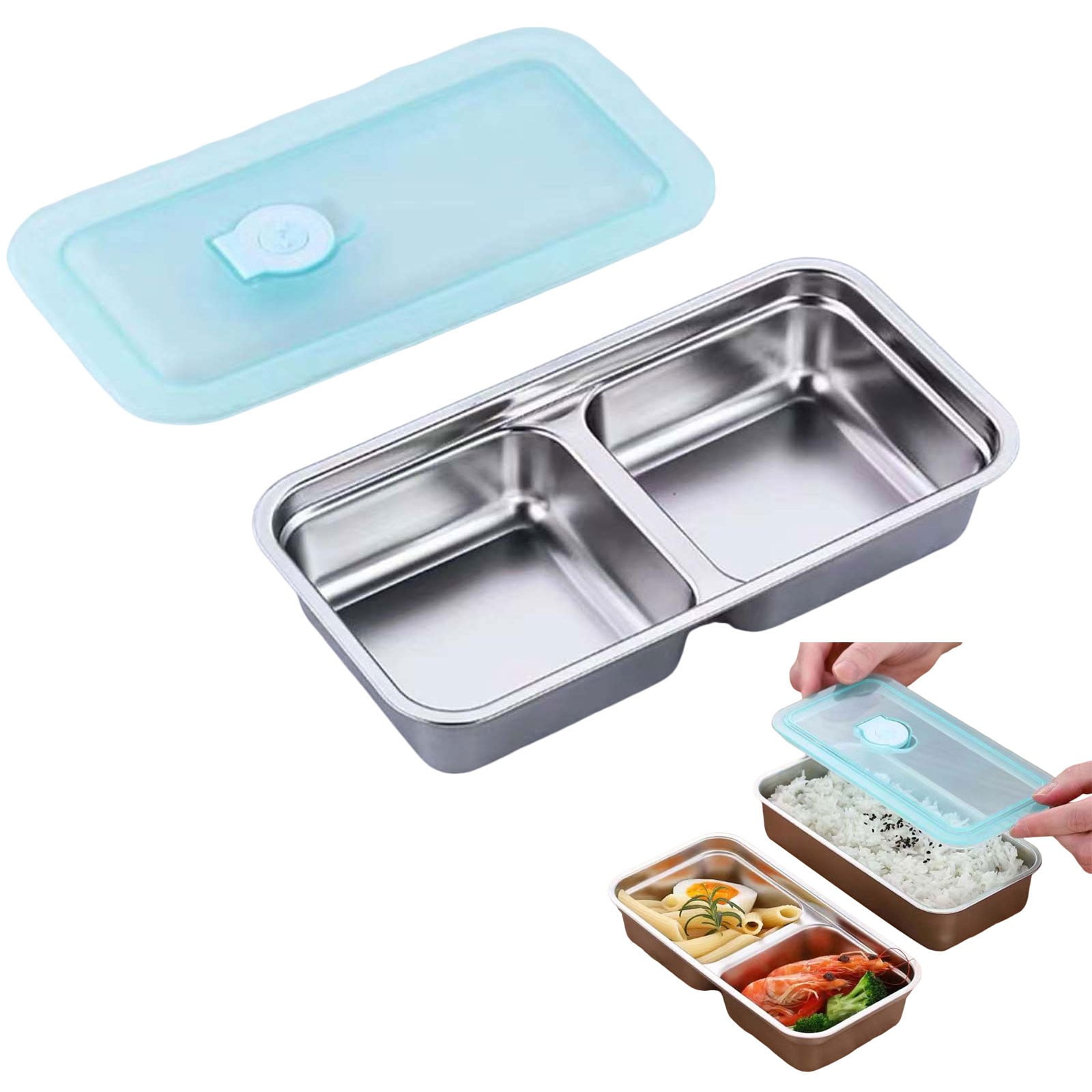 5pc Stainless Steel Snack Containers Metal Food Storage 2 Containers ...