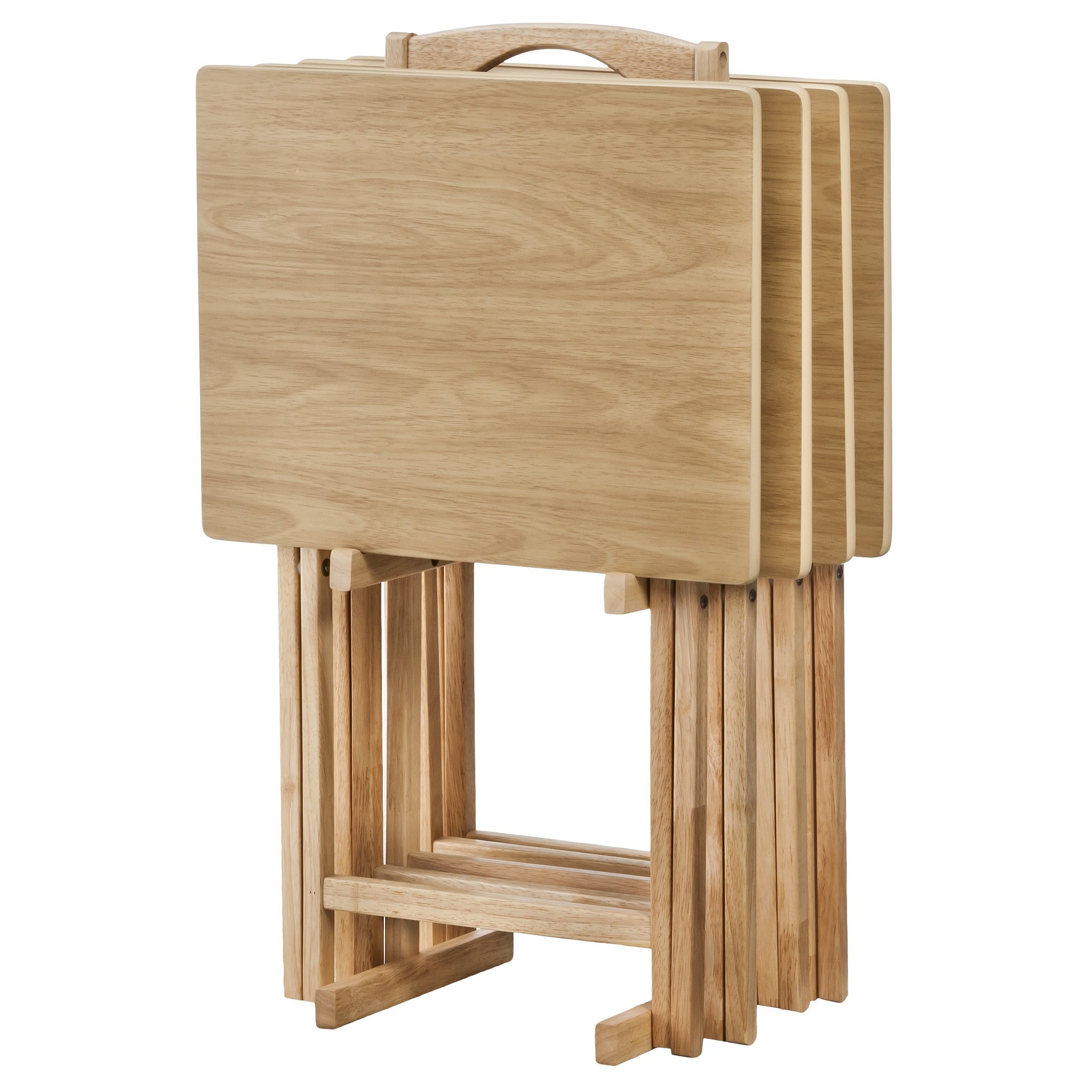 5pc TV Tray Set Wood Natural - Walmart.com