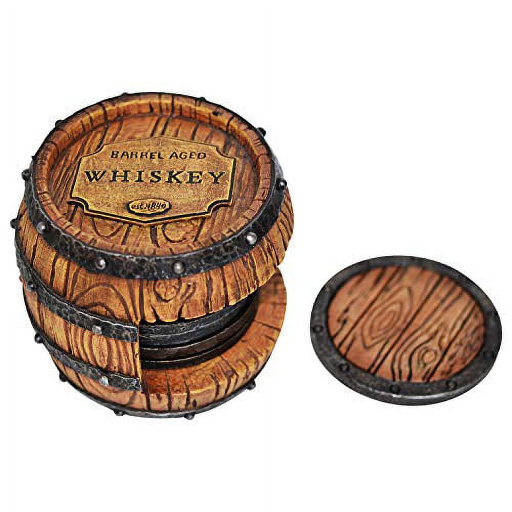 5pc Whiskey Bourbon Barrel Drink Coasters, Unique Bar Decor ...