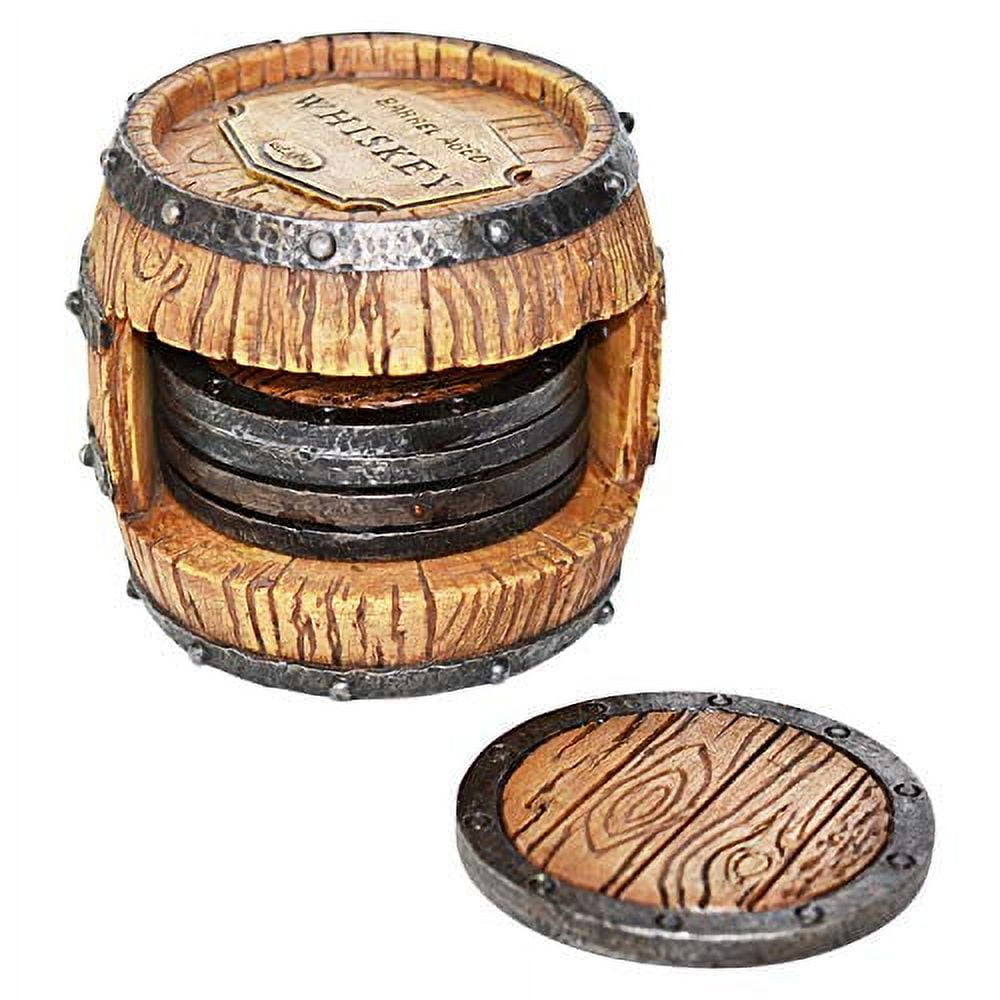 5pc Whiskey Bourbon Barrel Drink Coasters, Unique Bar Decor ...