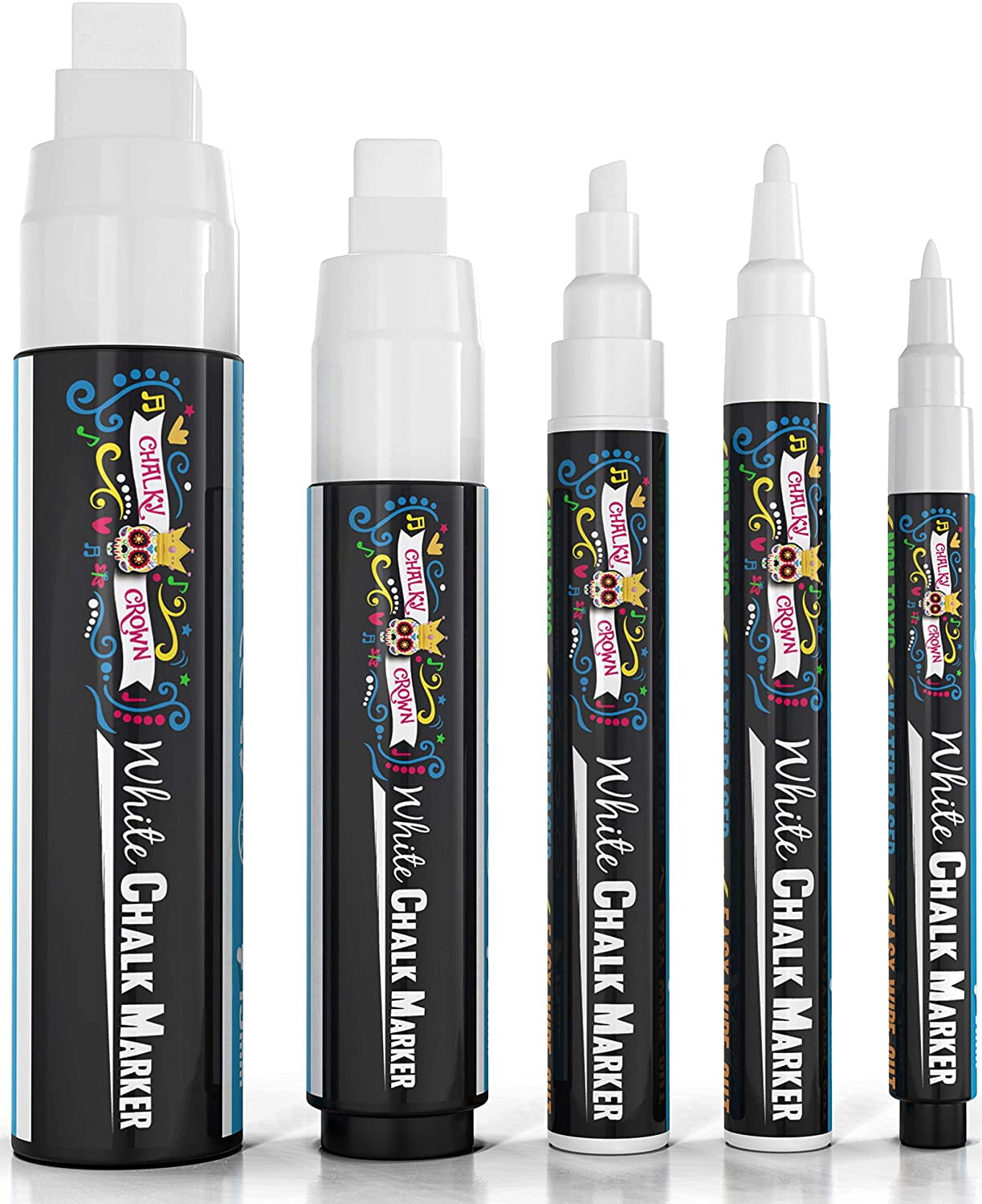 5pc White Chalk Markers - Non-Toxic Liquid Chalkboard Markers, Marker ...