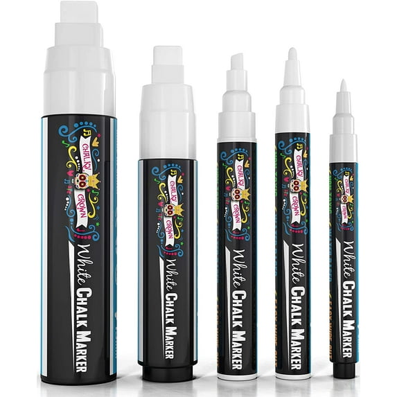 5pc White Chalk Markers - Non-Toxic Liquid Chalkboard Markers, White ...