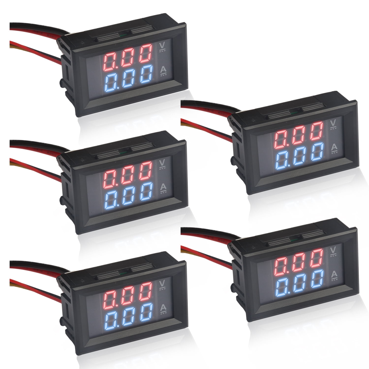 5pcs 0.28" LED Voltmeter Ammeter, DSN-VC288 DC100V 10A LED Dual Digital ...