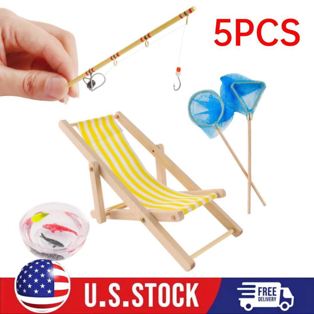 5pcs 1:12 Scale Miniature Fishing Rod Life Scene for OB11 Dollhouse ...