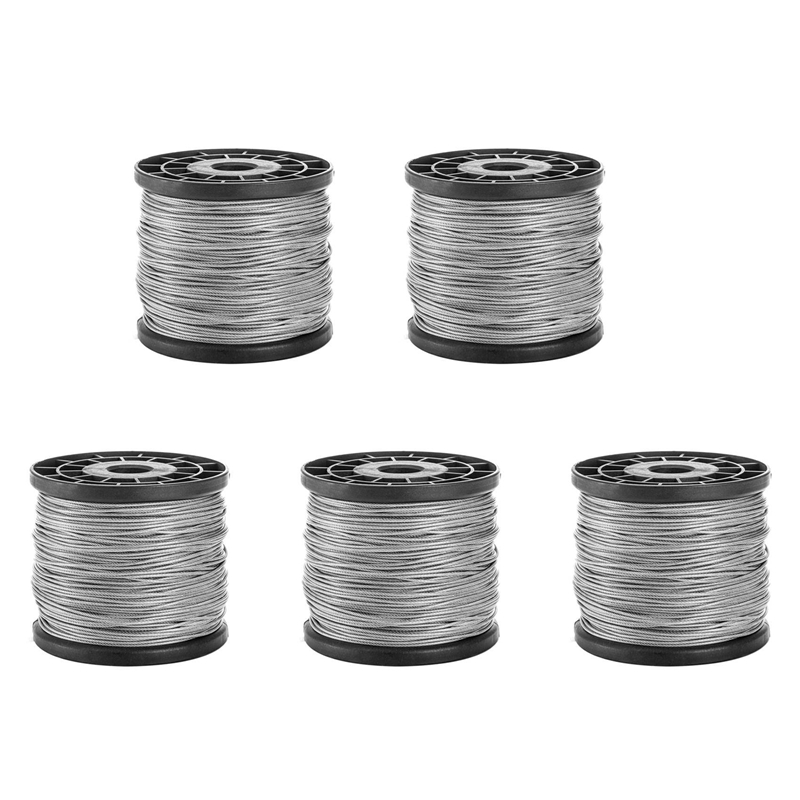 5pcs 1/16Inch X 500Feet Wire Rope Cable, Braided Wire Stranded Rope ...