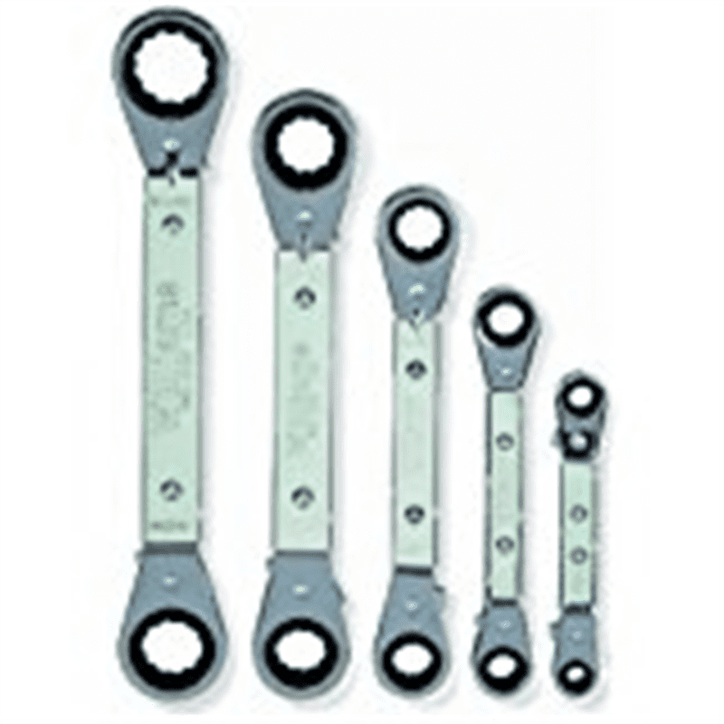5pcs 1/4" to 7/8" Double Head 25° Offset Handle Reversible Ratcheting ...