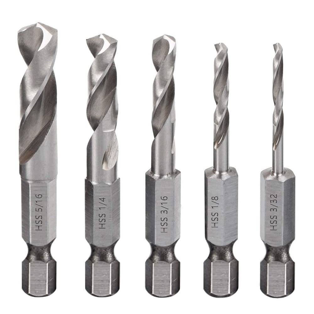 5pcs 1/4" Quick Change Hex Shank Metal Stubby Drill Bits Short Drill ...