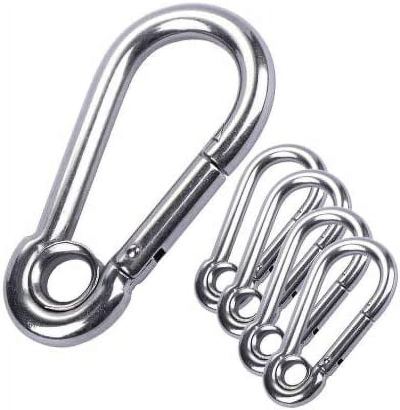 5pcs 1/4'' Stainless Steel Carabiner Clip Spring Snap Hook Link with ...