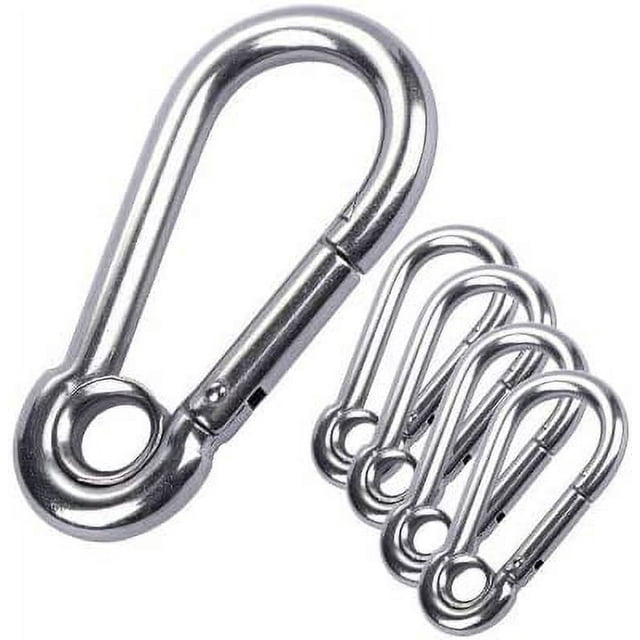 5pcs 1/4'' Stainless Steel Carabiner Clip Spring Snap Hook Link with ...