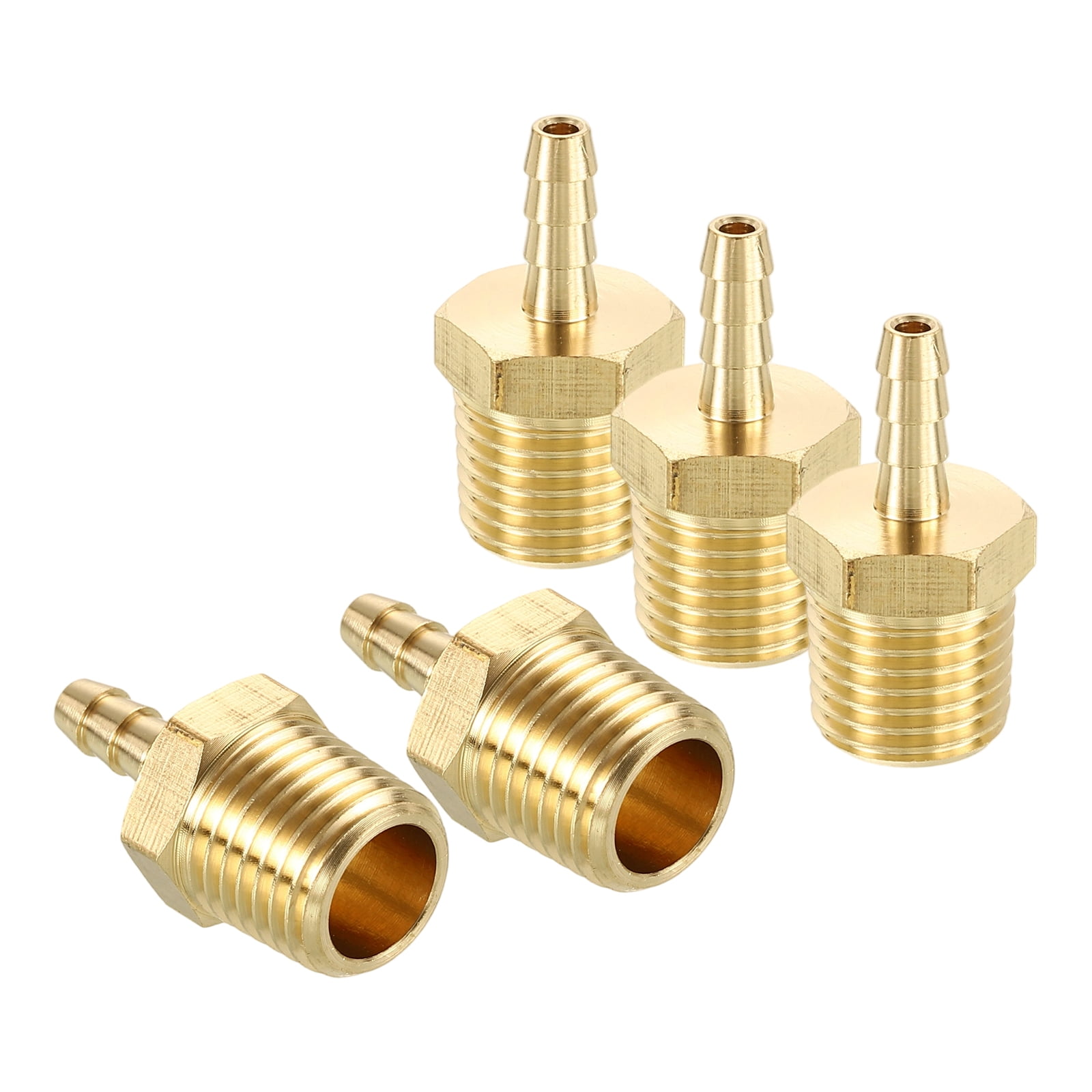 5pcs 1/8" To 1/4" NPT Male Brass Hose Barb Fitting Metals Splicer ...