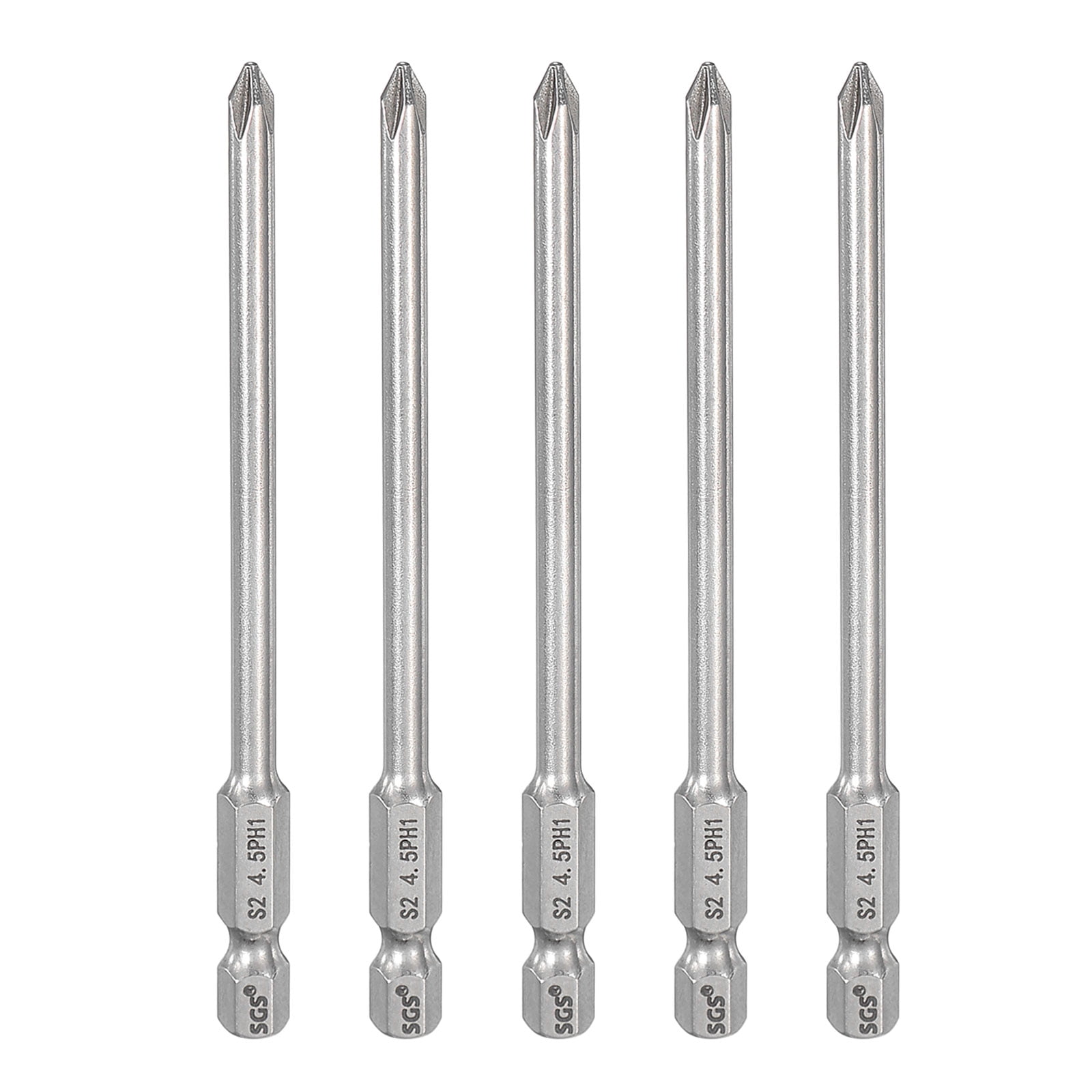 5pcs #1 Phillips Screwdriver Bit PH1 1/4" Hex Shank 4" (100mm) Long 0. ...