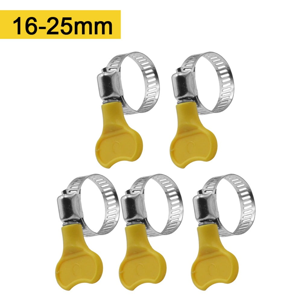5pcs 10-38mm Adjustable Yellow Plastic Handle Hand Wriggle Hose Clamps ...