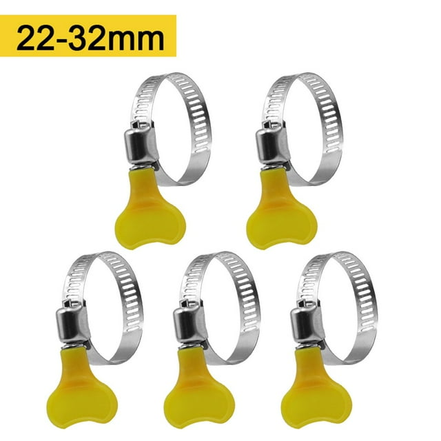 5pcs 10-38mm Adjustable Yellow Plastic Handle Hand Wriggle Hose Clamps ...