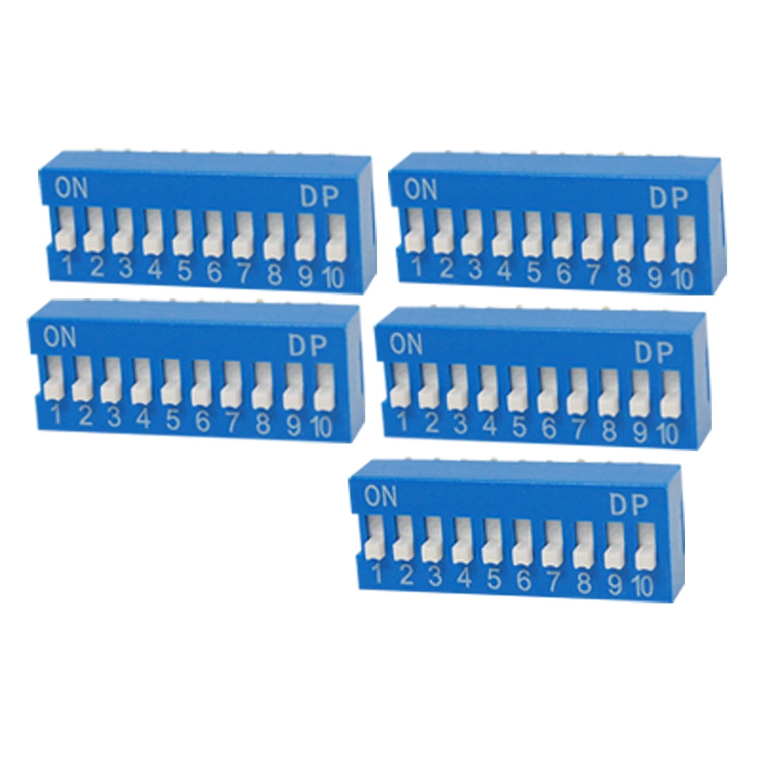 5pcs 10 Positions 2.54mm Pitch Double Row 20 Pin Slide Style DIP Switch ...