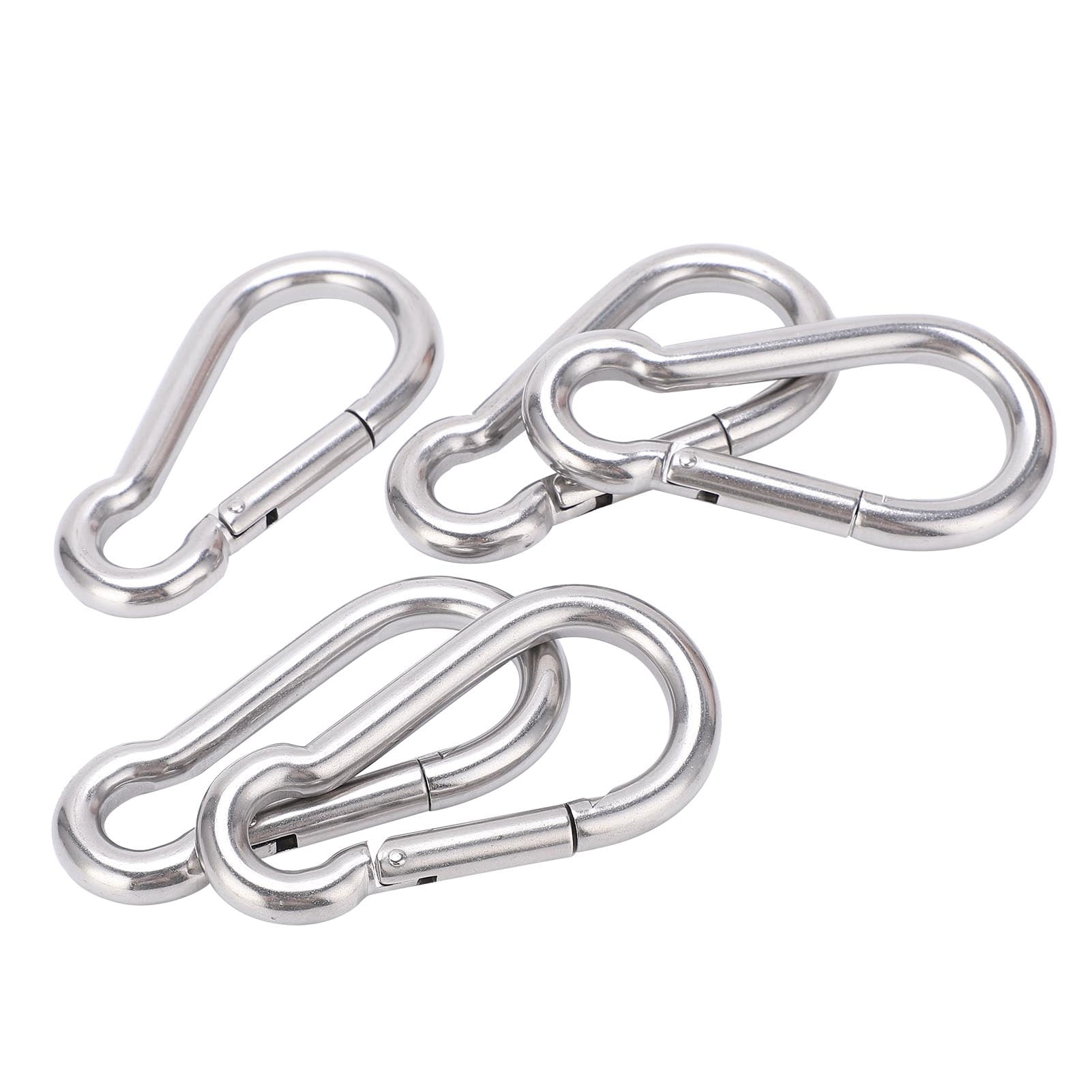 5pcs 100mm Carabiner Clip Stainless Steel Heavy Duty Spring Snap Hook ...