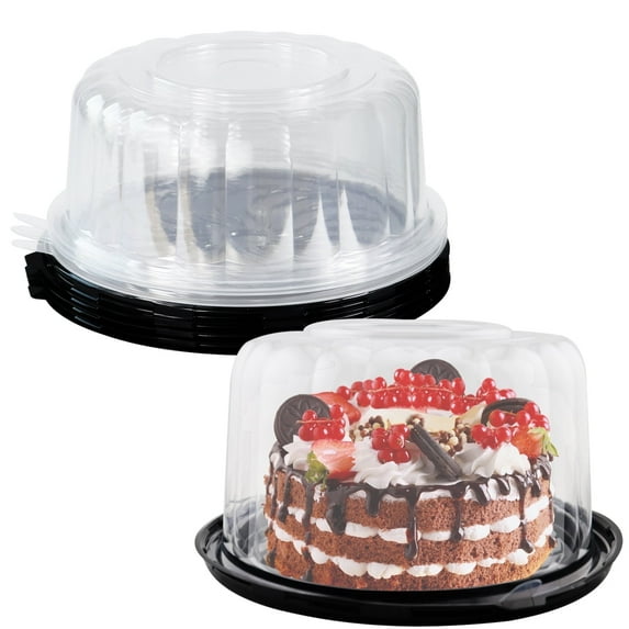 EWAFILU, Cake Containers, 10 inch Round, Clear Dome Lids, 5 pack ...