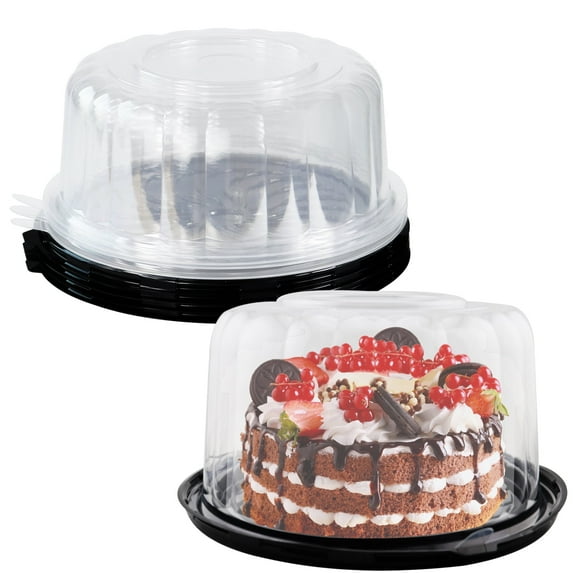5pcs 10Inch Round Cake Pies Carriers Plastic Disposable Cake Containers ...