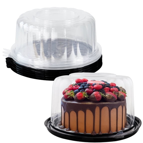 5pcs 10inch Round Cake Carriers for Transport Plastic Disposable Cake ...