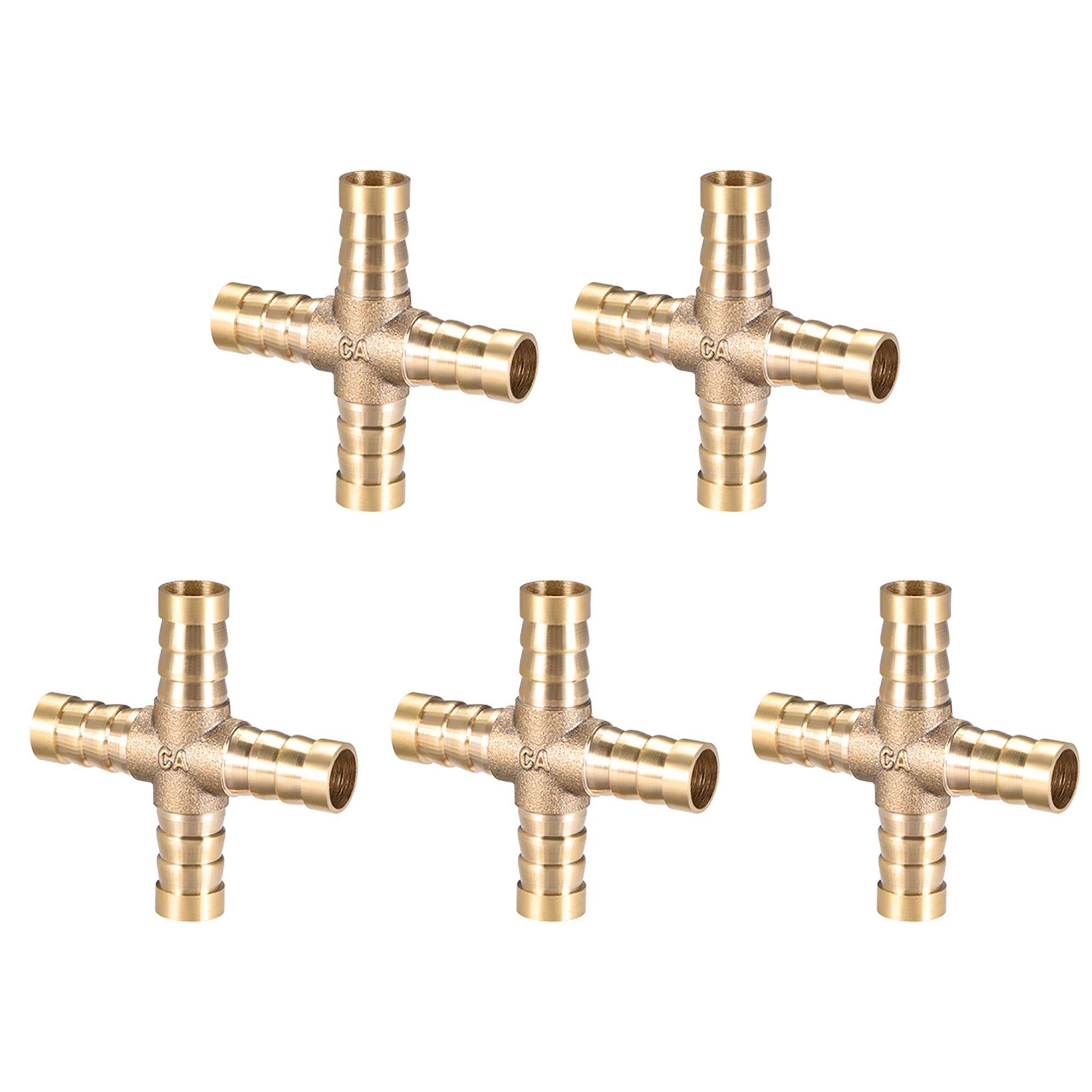 5pcs 10mm or 3/8" ID Brass Barb Splicer Fitting 4 Ways Brass Cross Barb ...