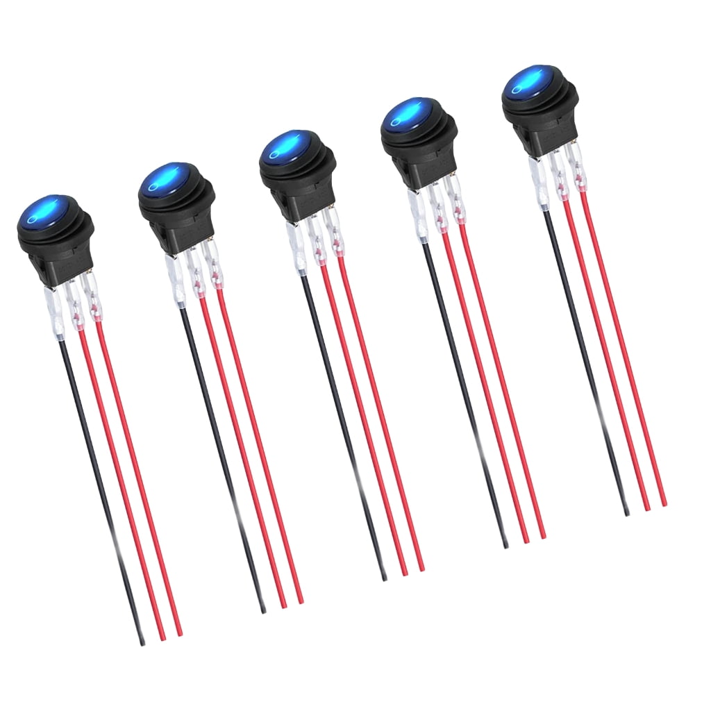5pcs 12V 20A LED Light Round Switches with Wiring Marine Toggle ...