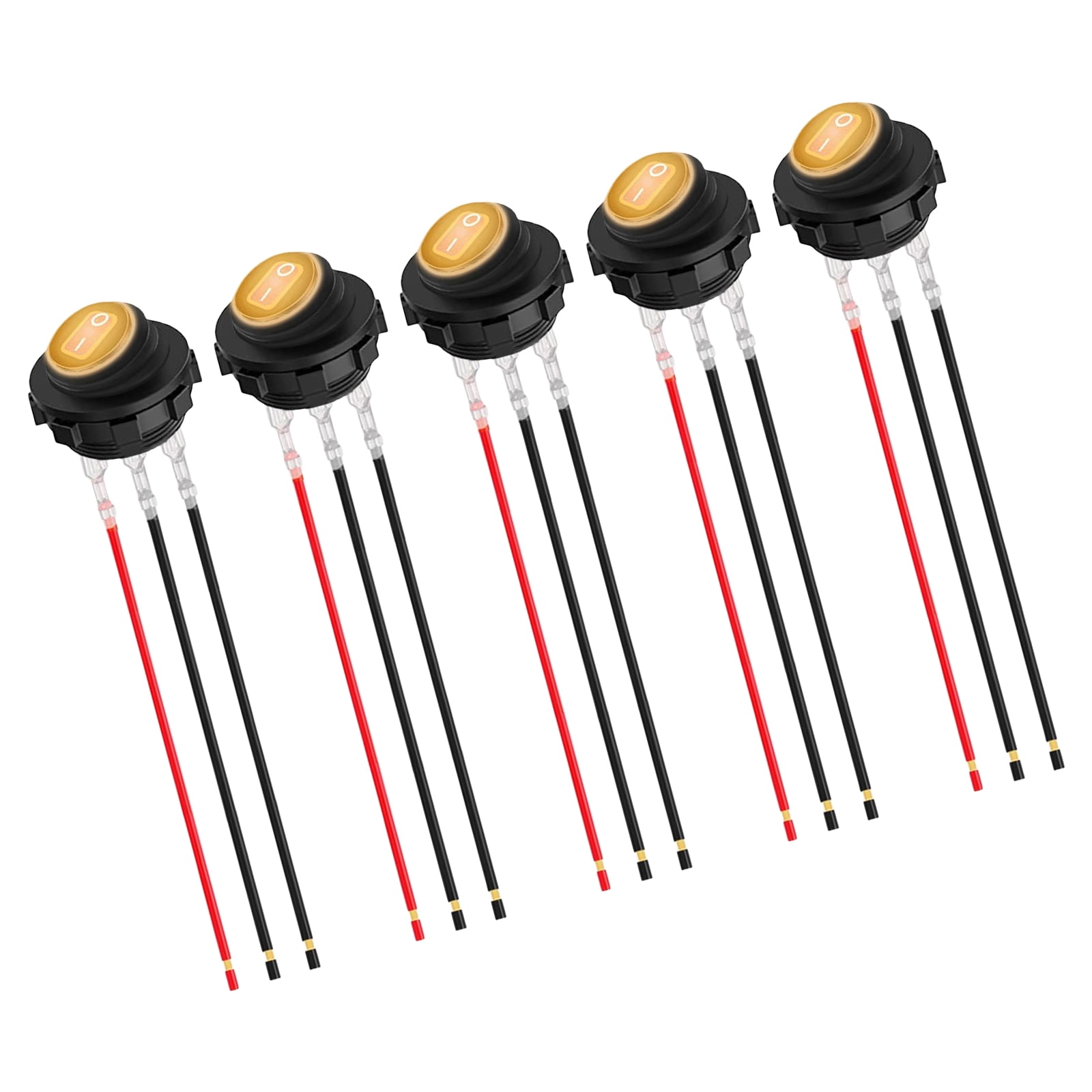 5pcs 12V 20A Round Switches with Build In LED Lights Simple Installs ...