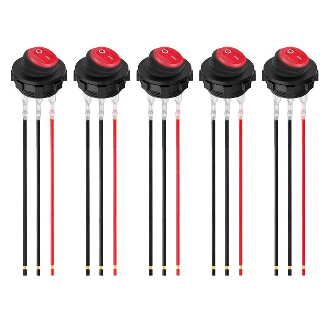 5pcs 12V 20A Round Switches with LED Light Simple Installs for Circuit ...