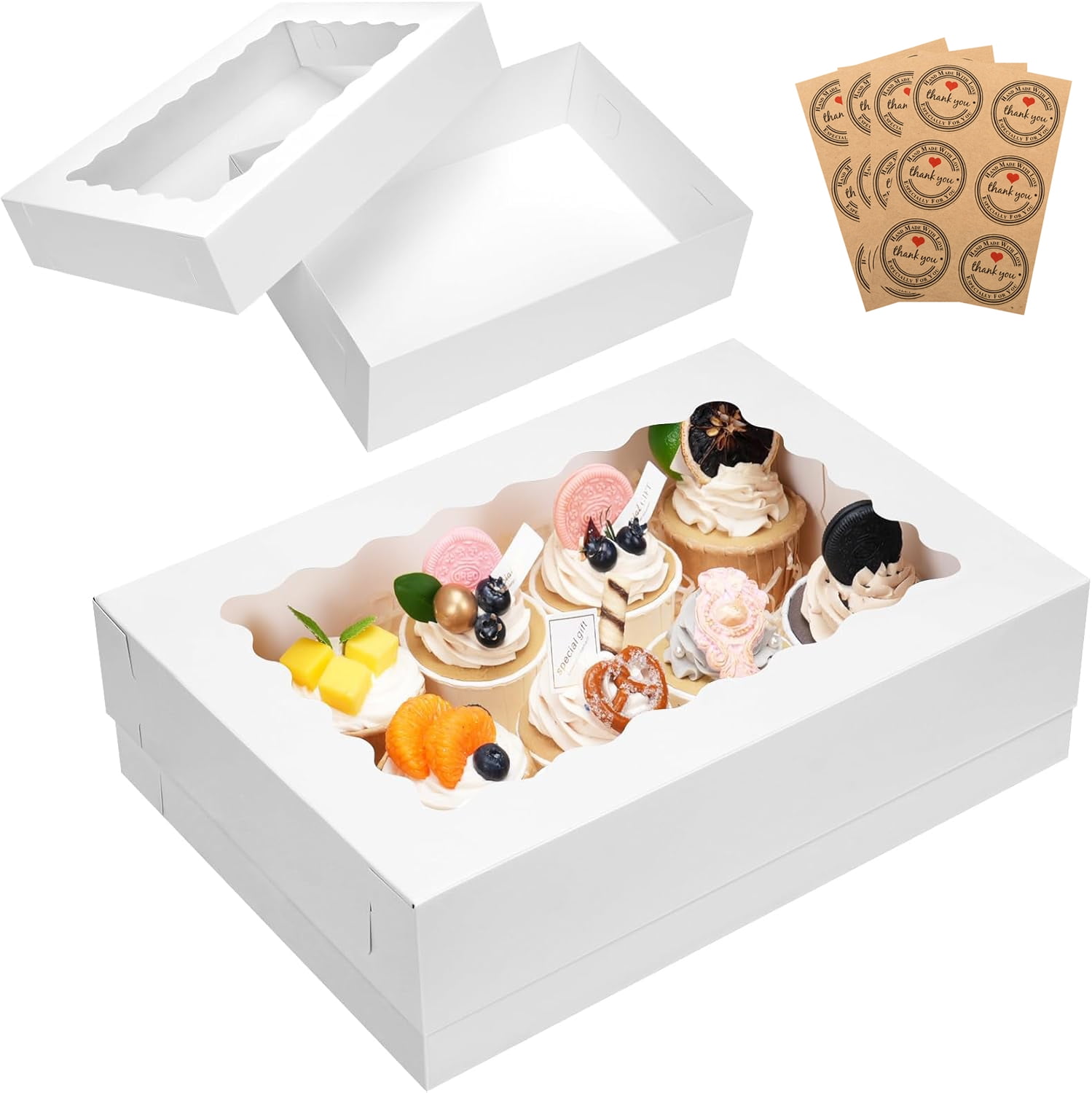 5pcs 14x10x4in Sheet Cake Boxes, White Quarter Bakery Boxes with Window ...
