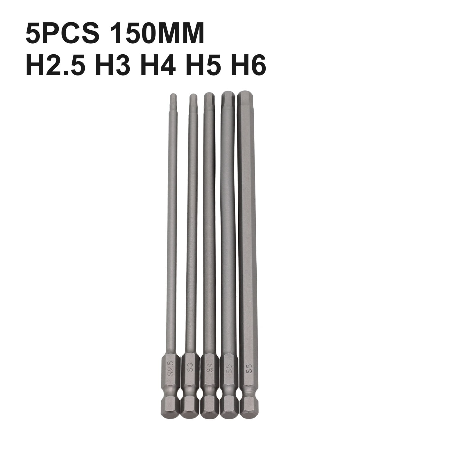 5pcs 150mm Hex Screwdriver Bit Set Magnetic Hexagon Head Wrench Metric ...