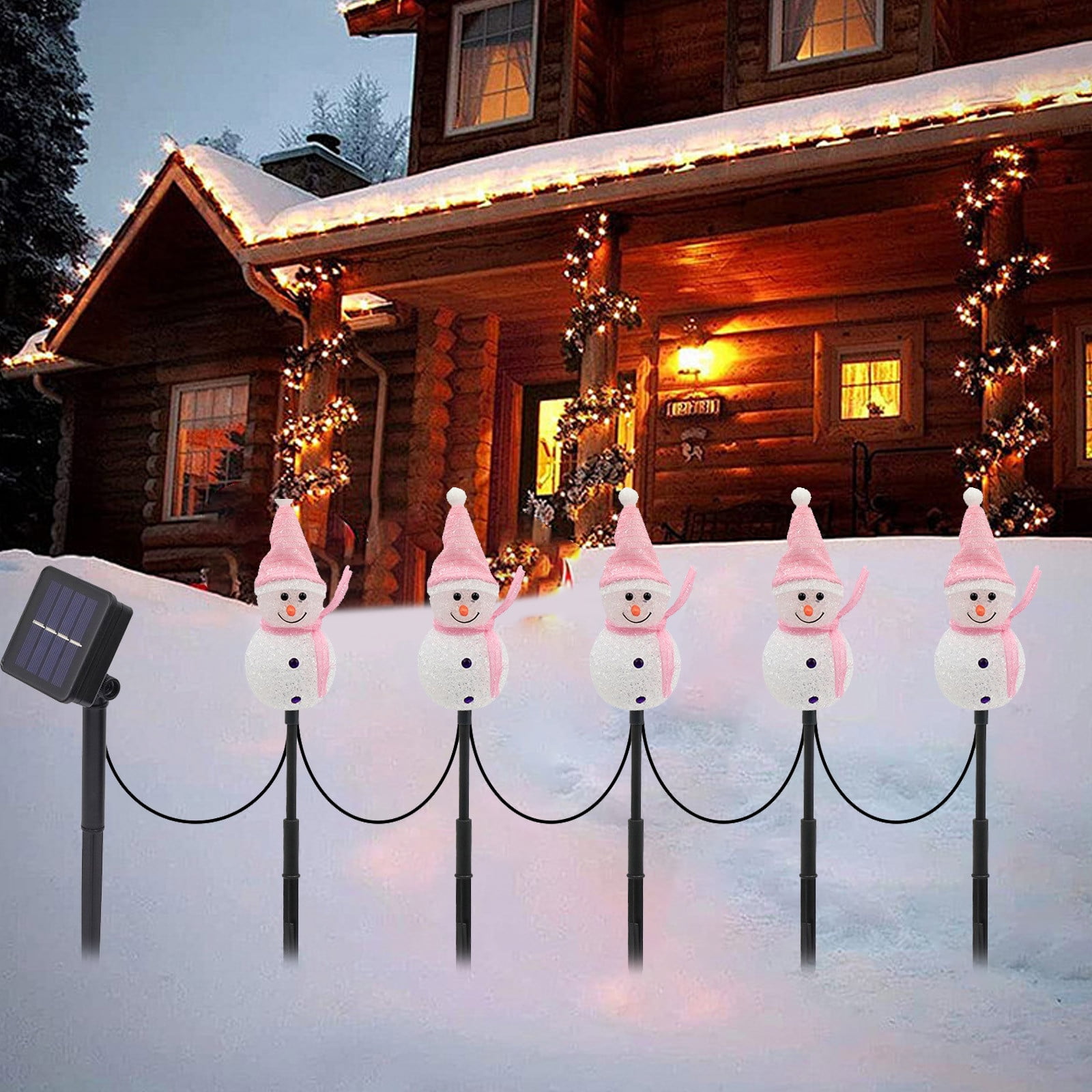 5pcs 17.3in Outdoor Christmas Lights, CXALSSY C9 LED Solar Christmas ...