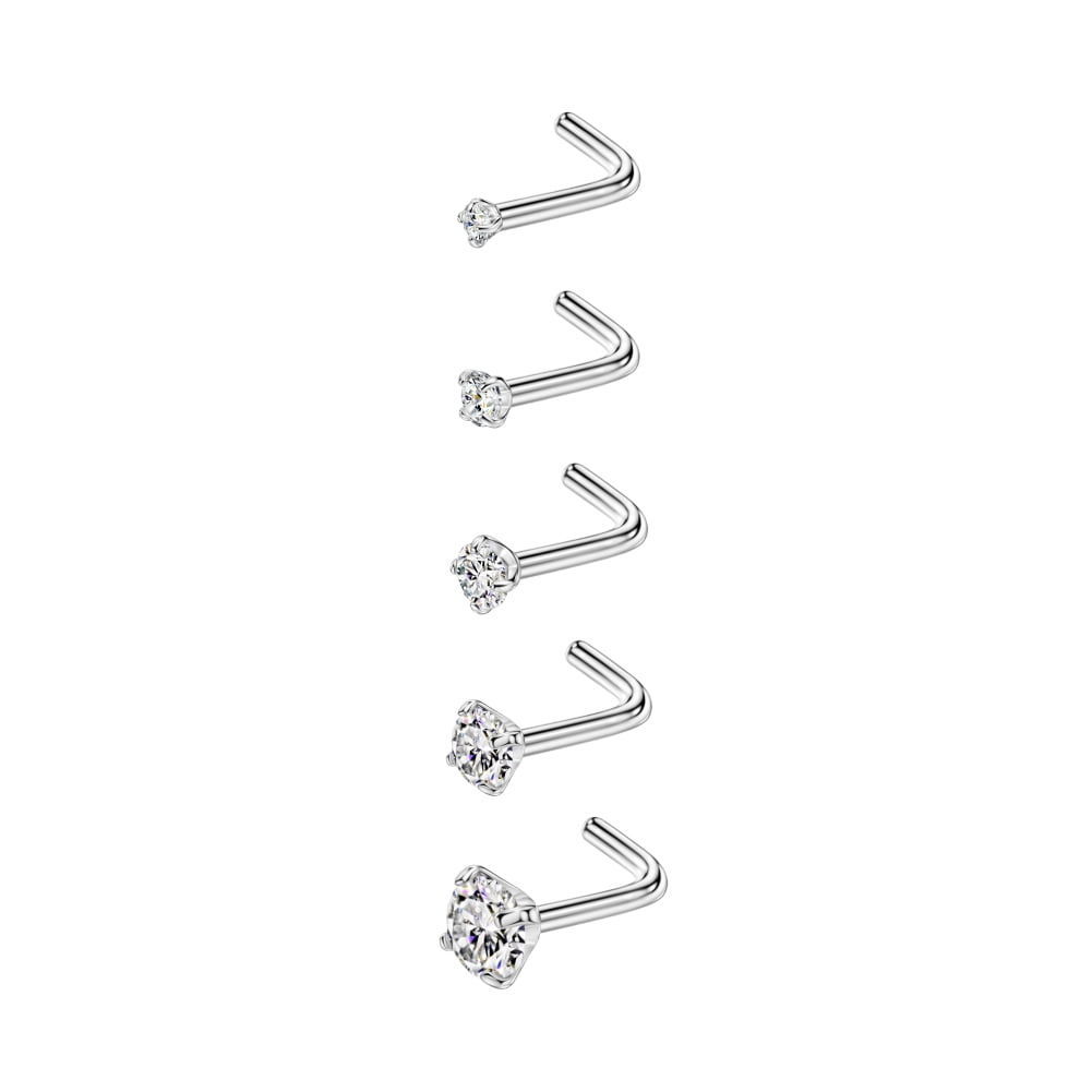 5pcs 18g Nose Rings Studs 1.5mm 2mm 2.5mm 3mm 4mm CZ Diamond Nose Studs ...