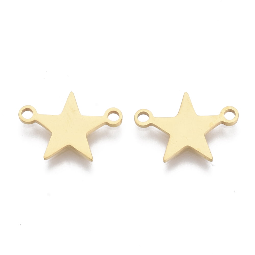 5pcs 201 Stainless Steel Links connectors Laser Cut Star Golden 10 ...