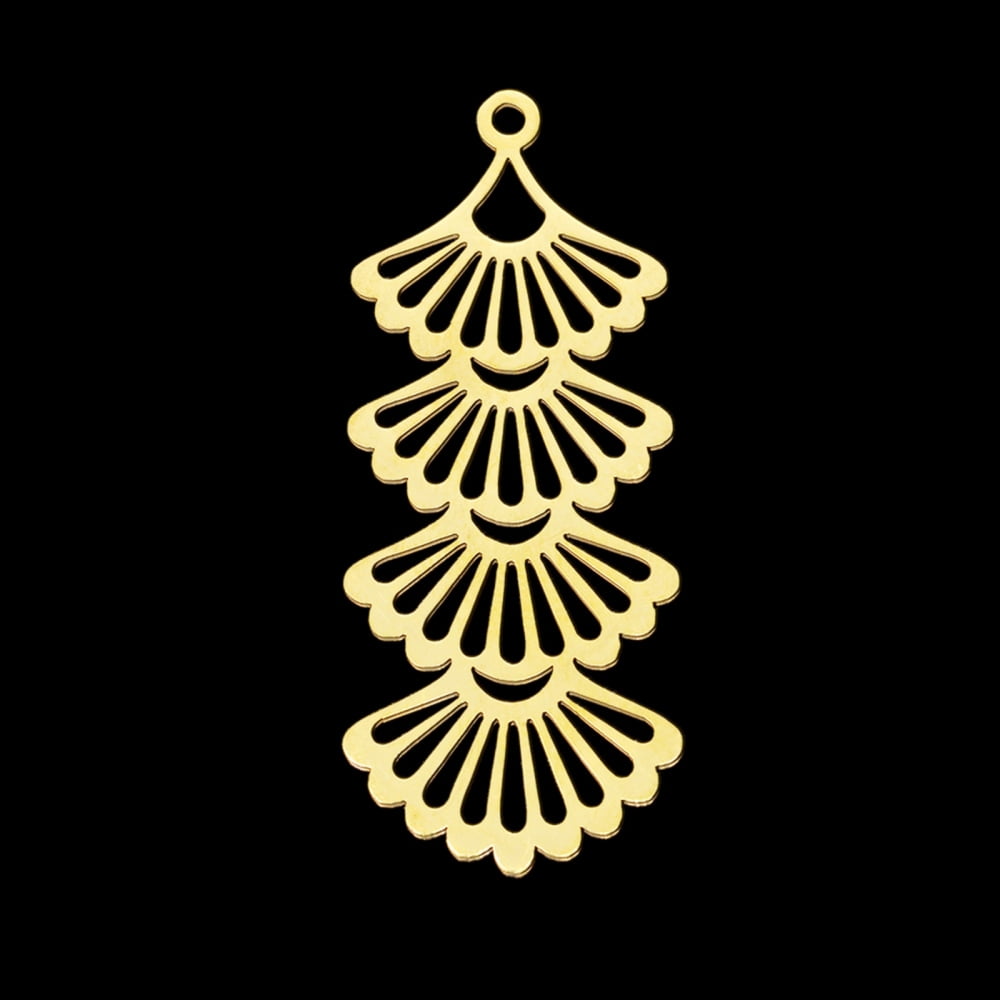 5pcs 201 Stainless Steel Pendants Laser Cut Fan Golden 41x17x1mm Hole ...