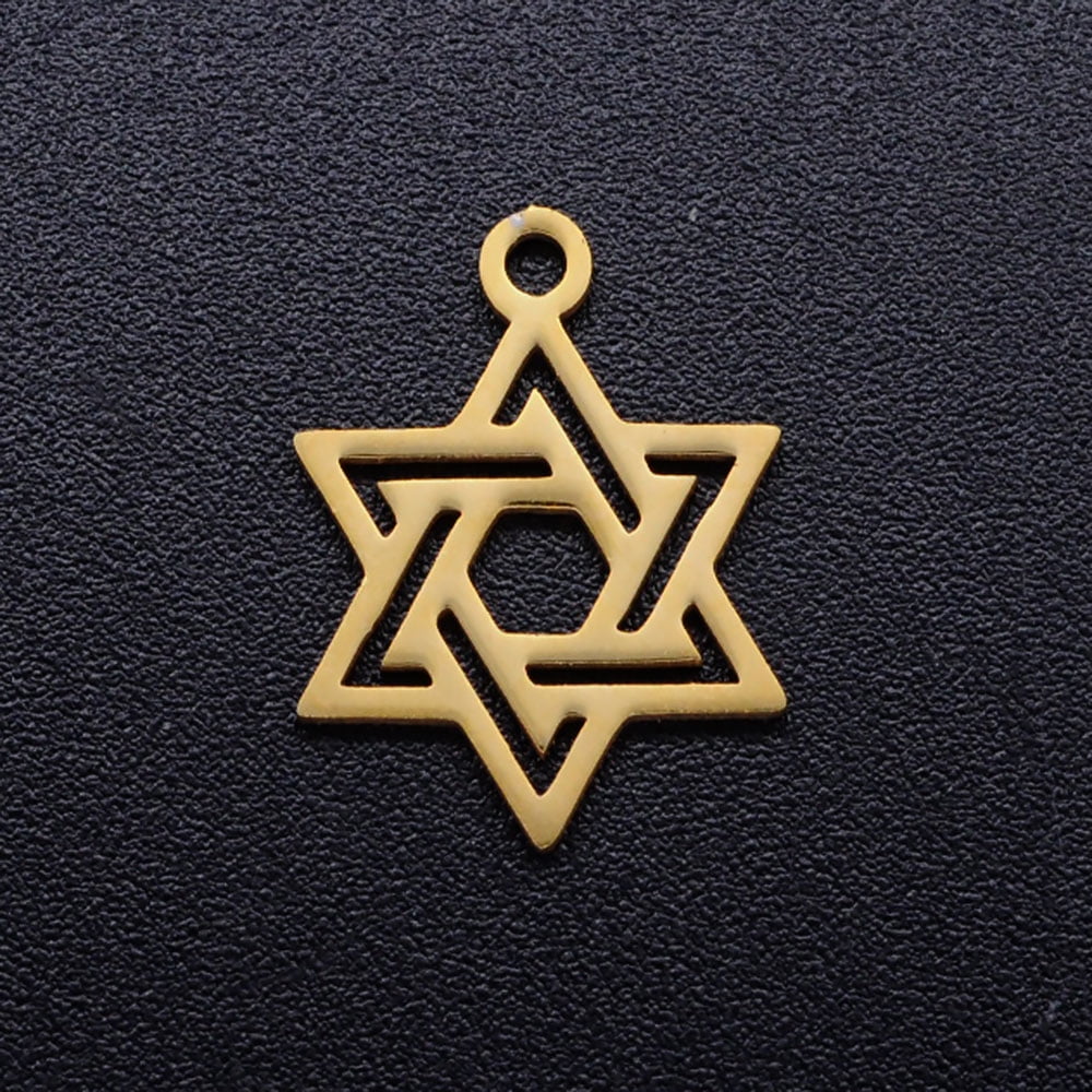 5pcs 201 Stainless Steel Pendants for Jewish Star of David Golden ...