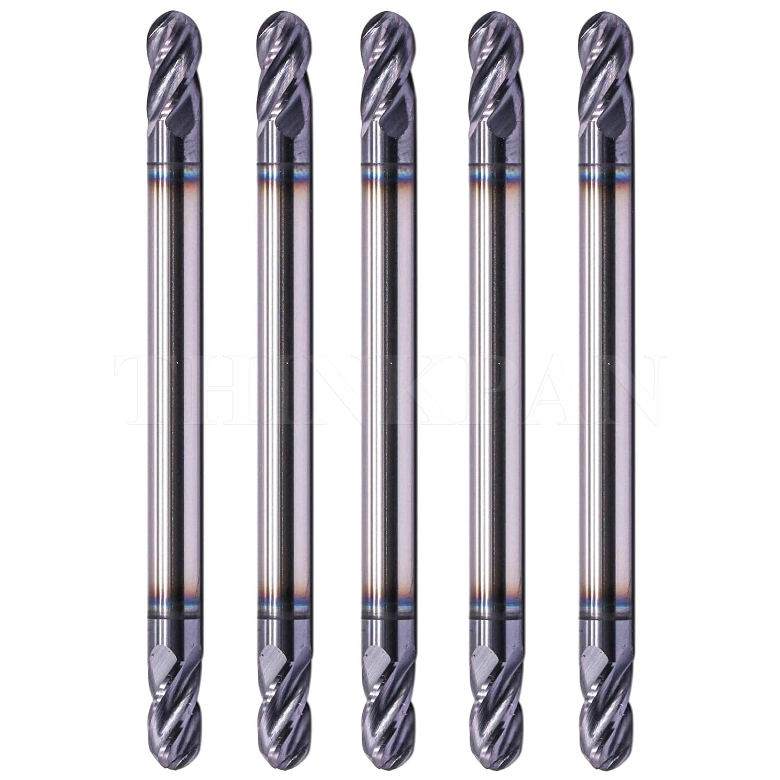 5pcs 3/16" 4 Flute Solid Carbide Ball Nose End Mill - Double End ...