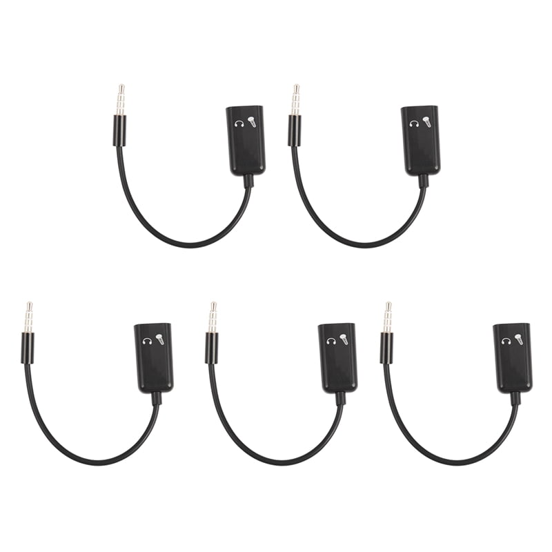 5pcs 3.5mm Stereo Audio Splitter Male to Headphone Headset + Microphone ...